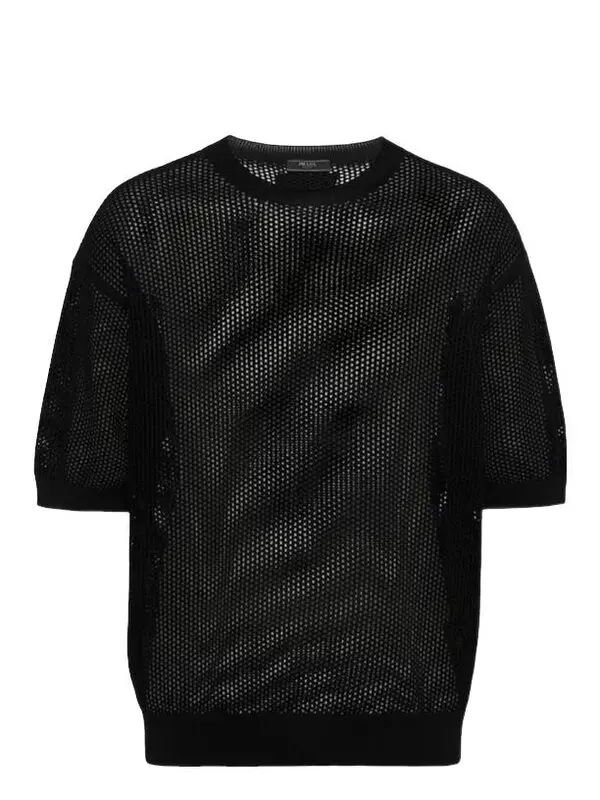 Prada Short-sleeved Open-knit Top - Black