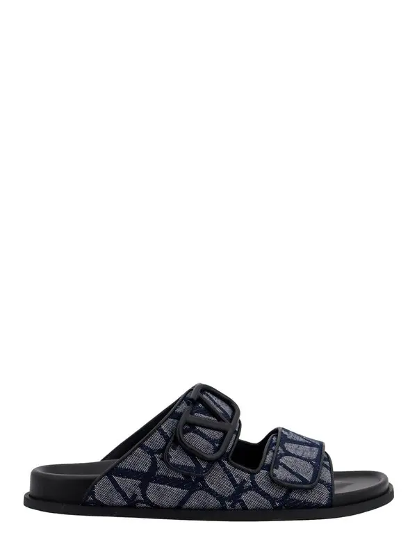 Valentino Garavani Vlogo Plaque Slip-on Sandals - Black
