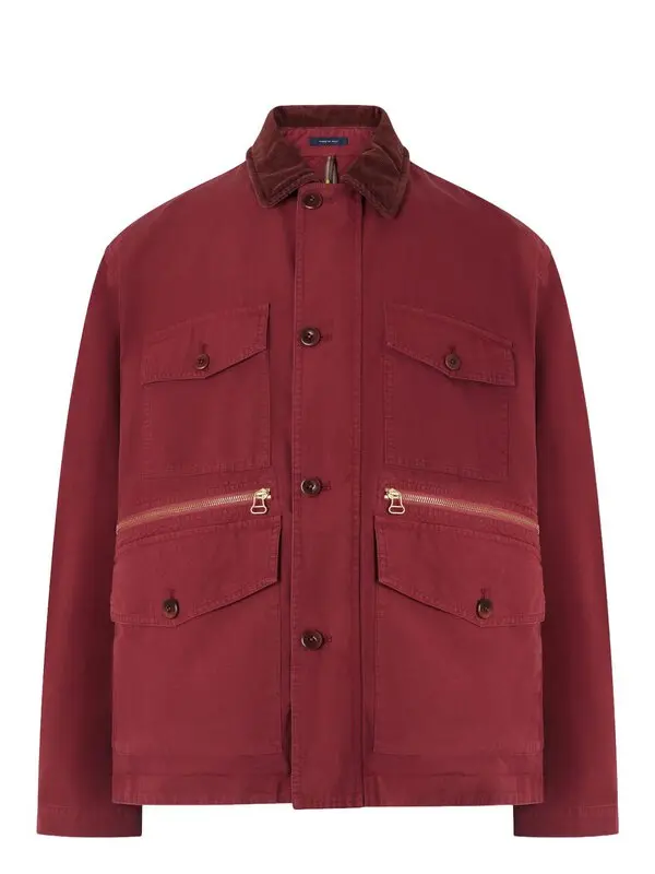DRAKE'S Corduroy-trimmed Cotton Jacket - Red