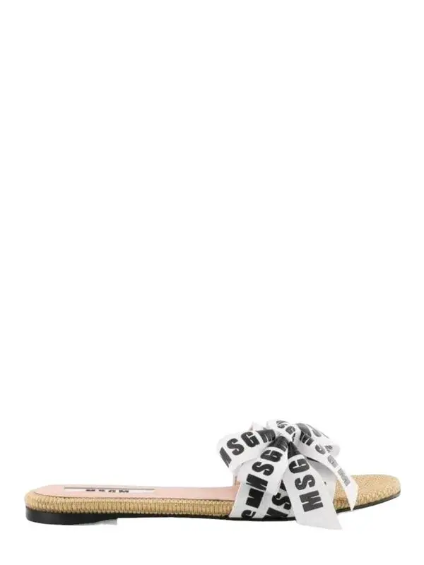 MSGM Logo Ribbon Flat Sandals - Nude