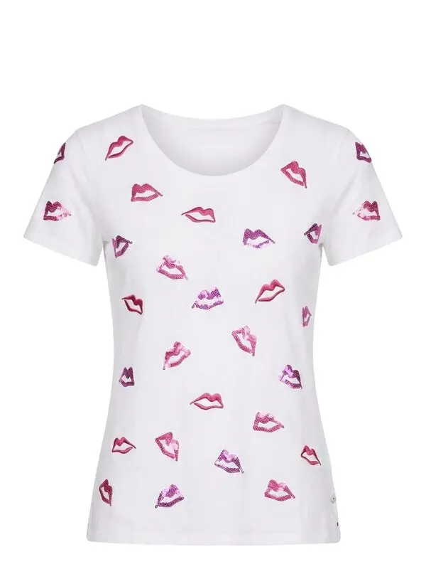 Sportmax Sequin Lips T-shirt - Nude