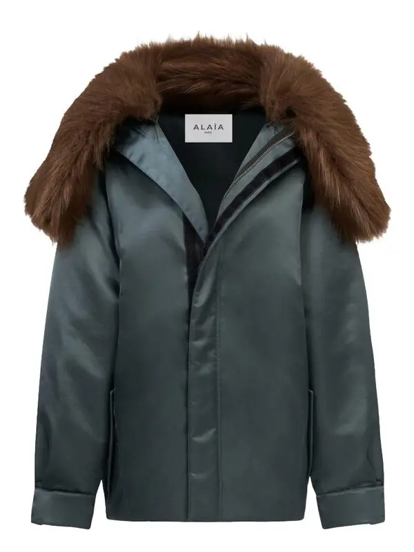 Alaïa Fur-embellished Maxi Bomber Jacket - Black