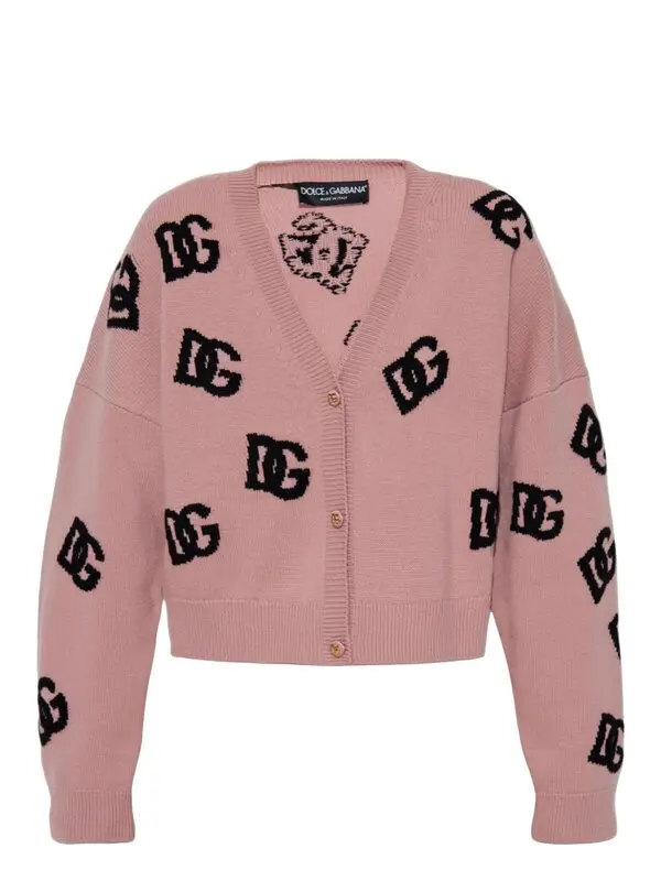 Dolce & Gabbana Dg Logo Monogram Knit Cardigan - Pink