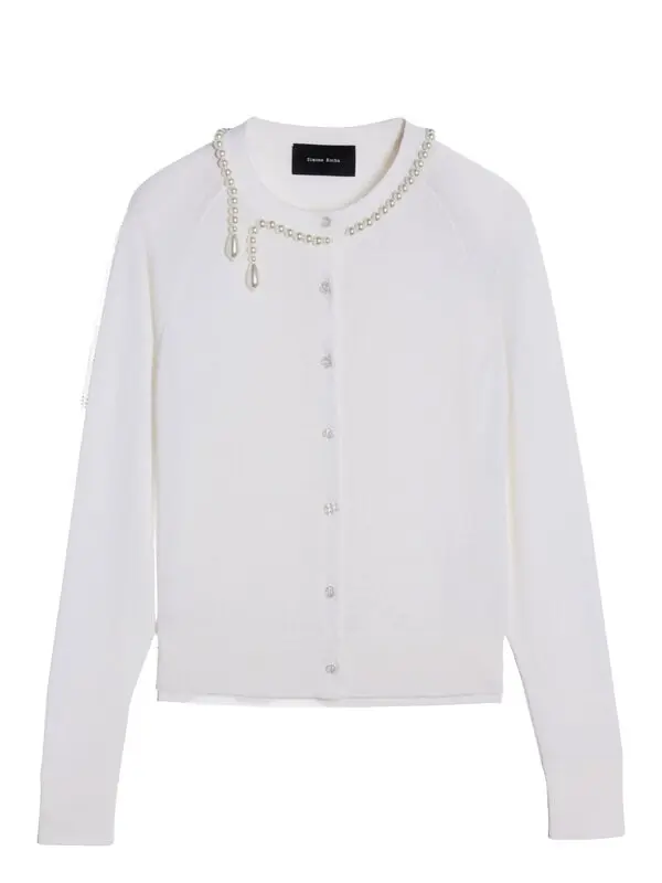 Simone Rocha Pearl Embellished Cardigan - White