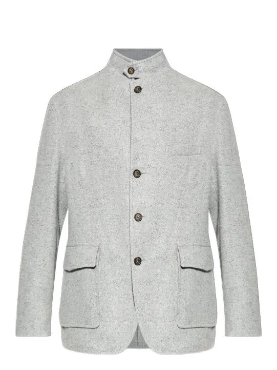 Eleventy Stand Collar Jacket - Gray