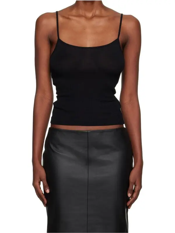 ST. AGNI Ribbed Knit Strap Tank - Black