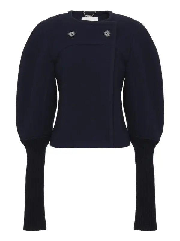 Chloé Boxy Cropped Coat With Round Sleeves - Black