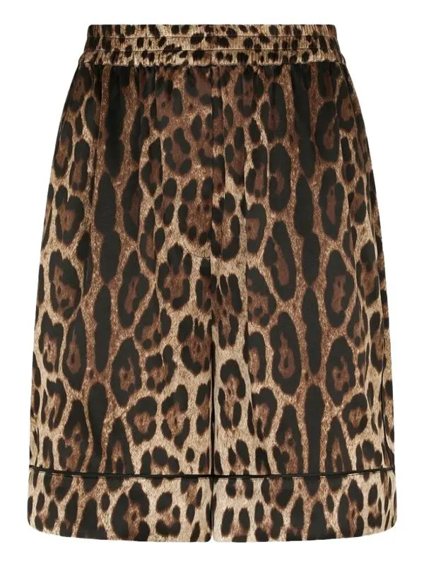 Dolce & Gabbana Leopard Printed Elasticated Waistband Shorts - No