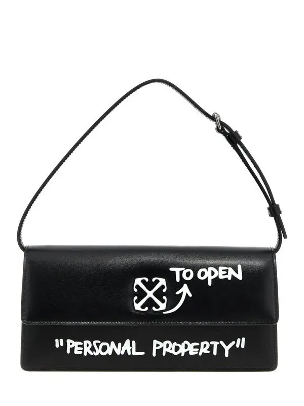 Off-White Jitney 1.0 Logo Plaque Shoulder Bag - Black