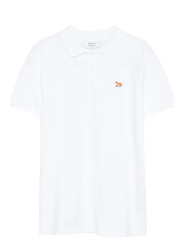 Maison Kitsuné Short Sleeve Fox-embroidered Polo Shirt - White