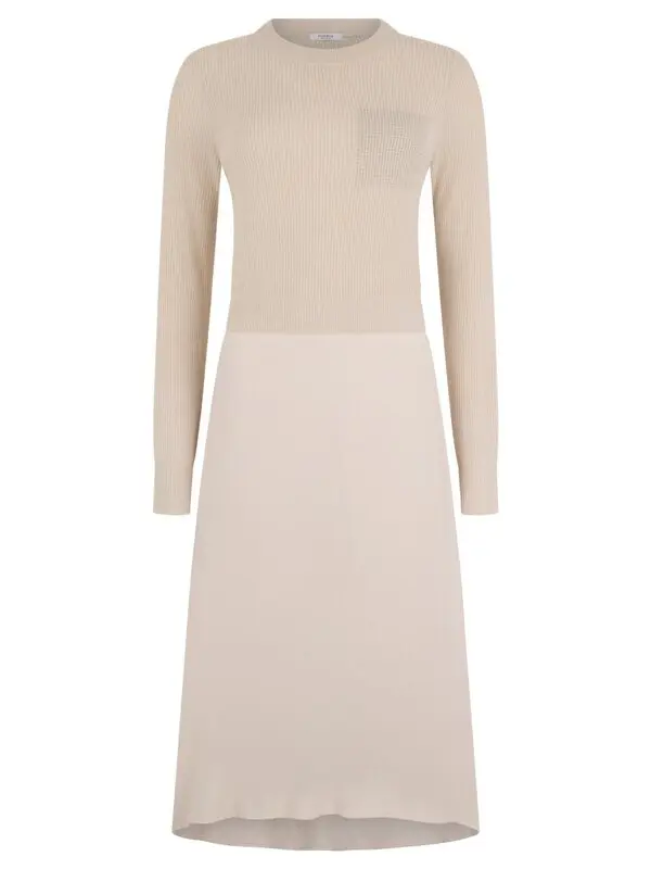 Peserico Flared Knitted Midi Dress - Nude