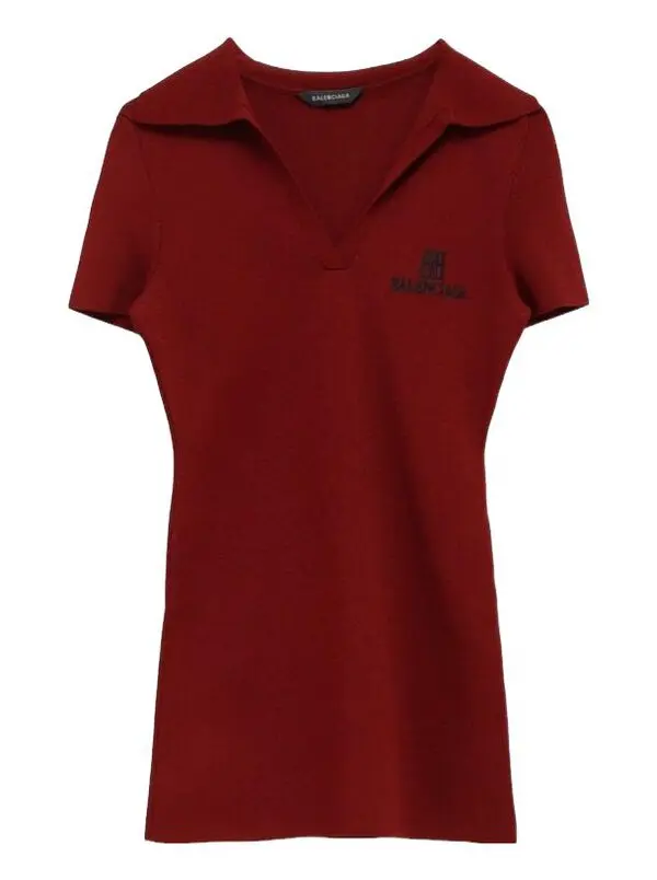 Balenciaga Logo Embroidered Polo Shirt - Red