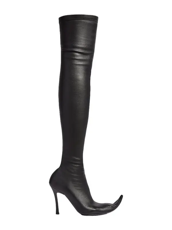 Balenciaga Over The Knee Pointed Toe Boots - Black