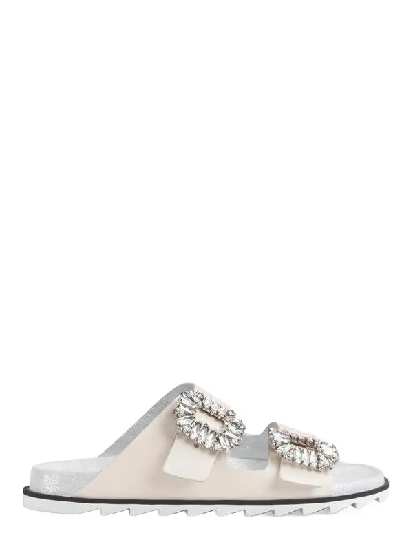 ROGER VIVIER Slidy Viv' Buckle Open Toe Mules - Cream