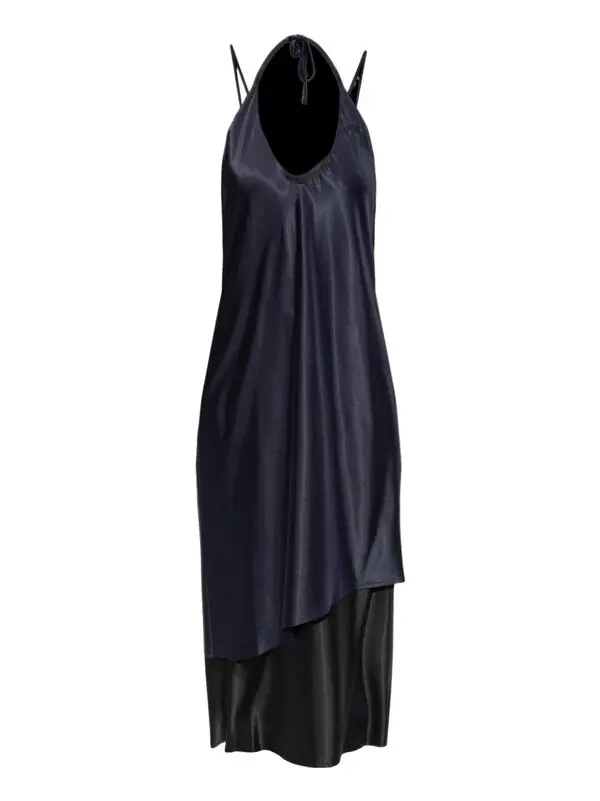 Vetements Double Layered Spaghetti Strap Dress - Navy Blue