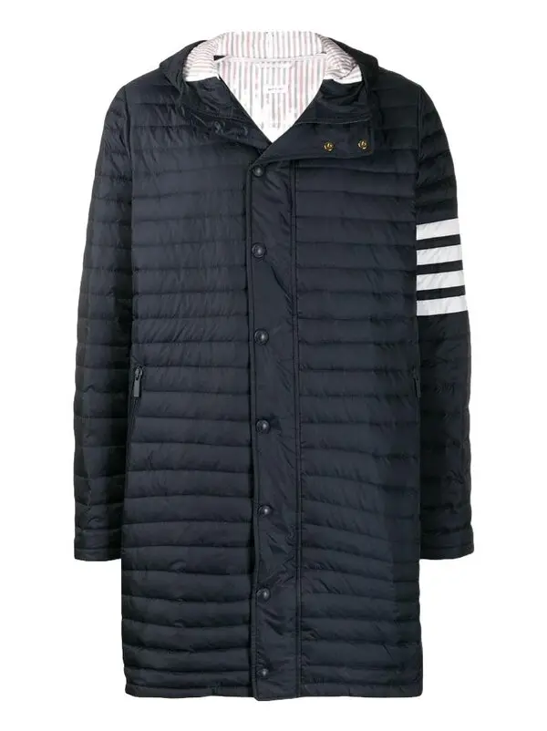 Thom Browne 4-bar Quilted Down Coat - Navy Blue