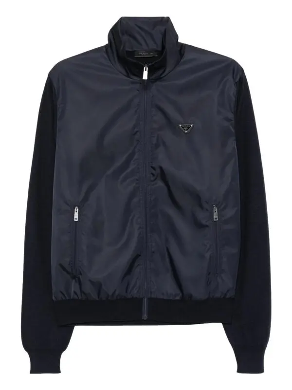Prada Logo Plaque Zip Jacket - Blue