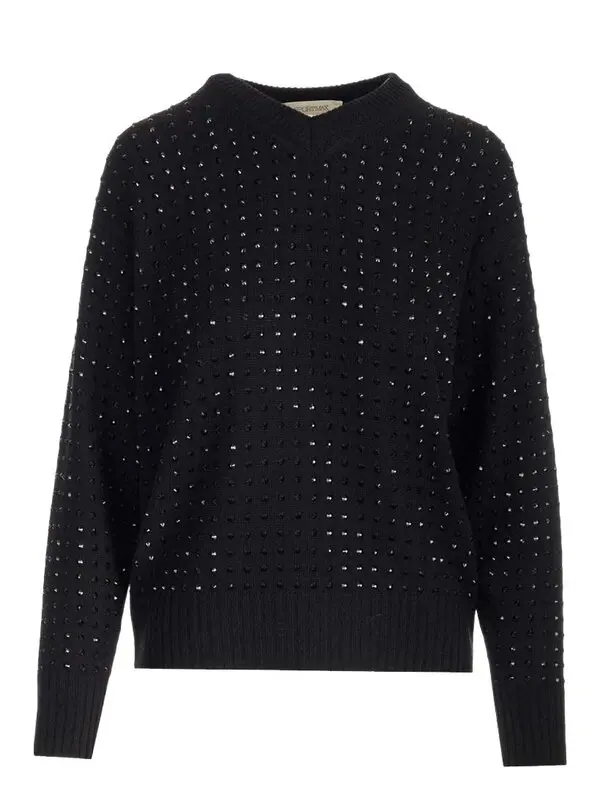 Sportmax Rhinestone-embellished Fine Knit Jumper - Black