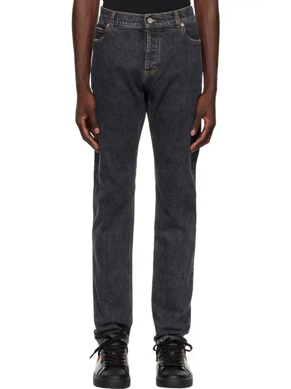 Balmain Straight Leg Denim Jeans - Black