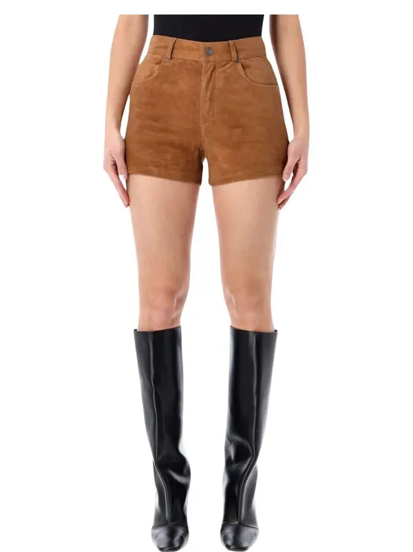 HAIKURE Brit Suede High-rise Shorts - Brown