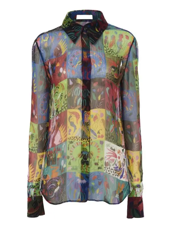 Chloé Graphic Print Long-sleeved Shirt - Multicolor