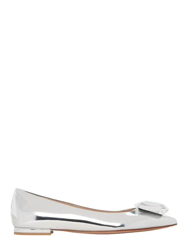 GIANVITO ROSSI Jaipur 05 Patent Leather Ballet Flats With Crystal Embellishments - Silver