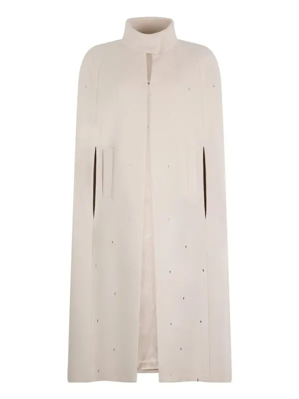 Peserico Embellished Straight Hem Cape - White
