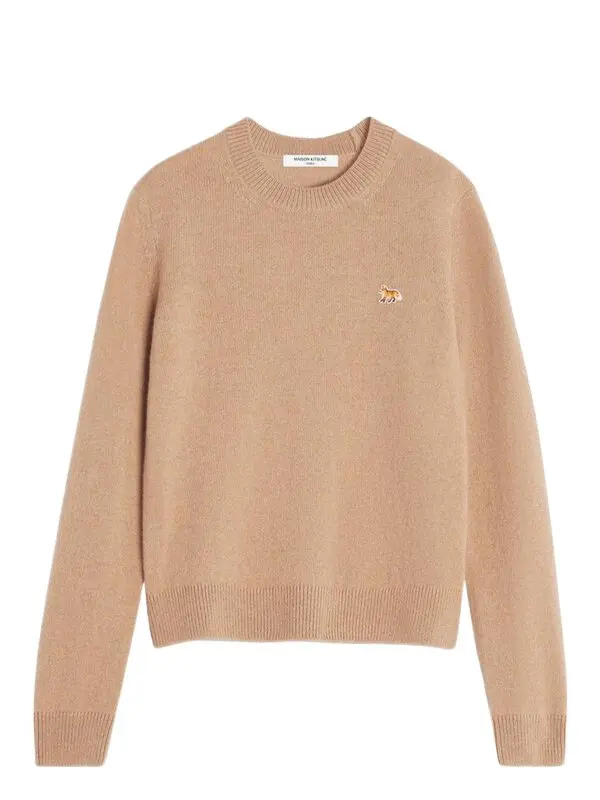 Maison Kitsuné Baby Fox Embroidered Lambswool Jumper - Brown Canvas