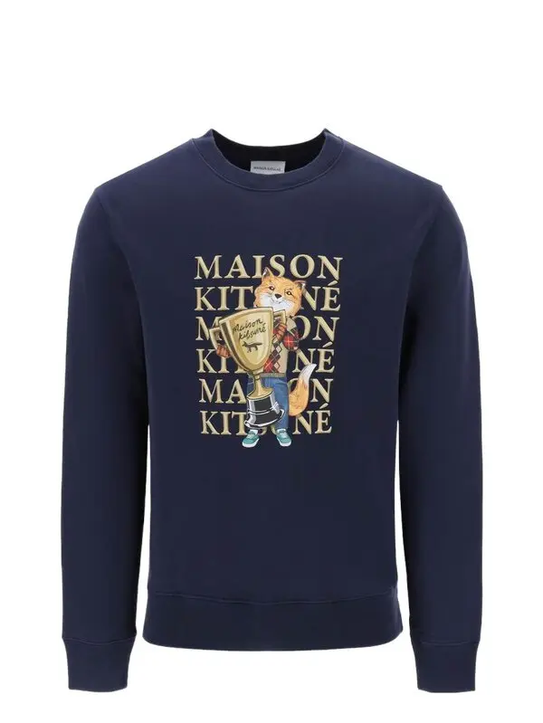 Maison Kitsuné Fox Champion Printed Crewneck Sweatshirt - Black