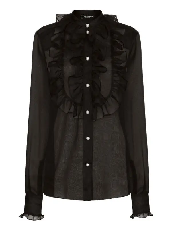 Dolce & Gabbana Ruffle Detailed Shirt - Black