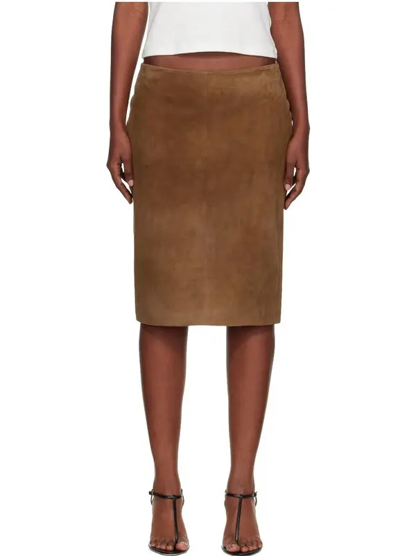 ST. AGNI Pencil Zip Skirt - Brown