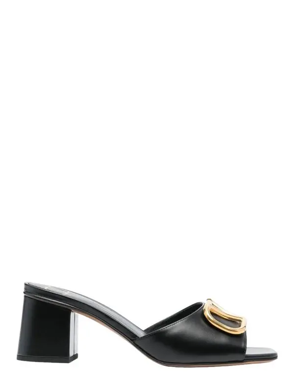 Valentino Garavani Vlogo Signature Square Open Toe Sandals - Black