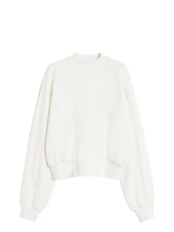 Sportmax Crewneck Sweatshirt With Ribbed Detailing And Drop Shoulder - Ivory White