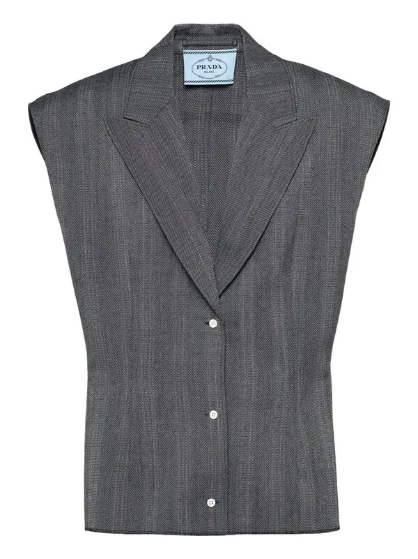 Prada Striped Pattern Belted Vest - Iron-gray