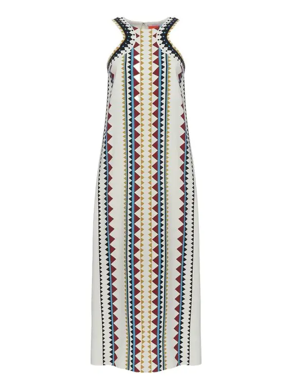 La DoubleJ Geometric Print Maxi Skirt - White