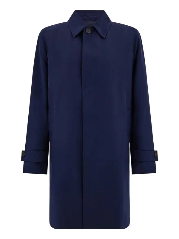FERRAGAMO Straight Hem Coat - Navy Blue
