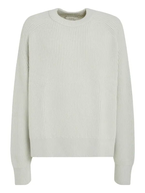 Studio Nicholson Ribbed Crew Neck Long Sleeve Sweater - White