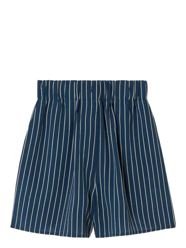 THE FRANKIE SHOP Lui Striped Crepe Shorts - Navy Blue