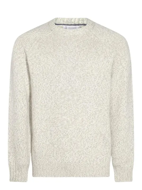 Brunello Cucinelli Marl-knitted Crewneck Jumper - Olive