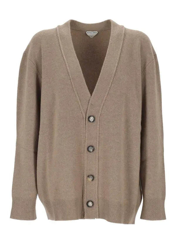 Bottega Veneta Long-sleeved V-neck Cardigan - Brown