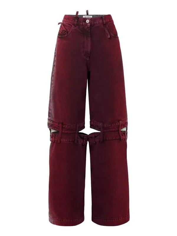 Attico Belt Ring Wide-legged Denim Trousers - Brown