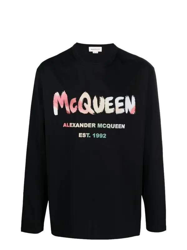 Alexander McQueen Graffiti Logo Long Sleeve Sweatshirt - Black