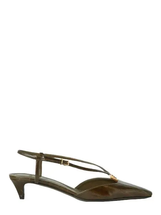 Fendi Square-toe Slingback Pumps - Green