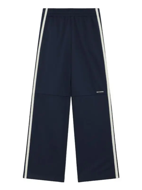 We11Done Mid-rise Track Pants With Striped Trim And Zip Vents - Navy Blue