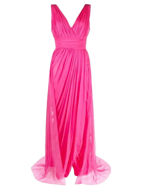 Alberta Ferretti Sleeveless V-neck Maxi Dress - Pink