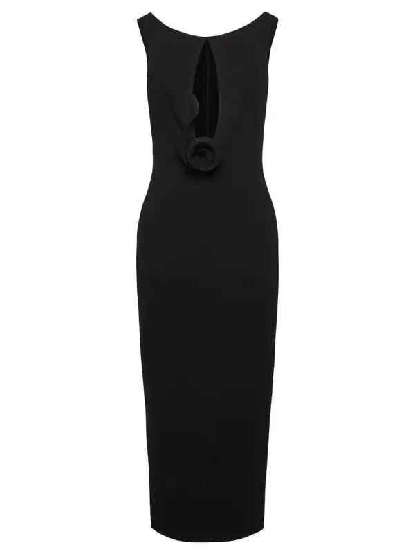 Magda Butrym Midi Dress With Floral Appliqu - Black