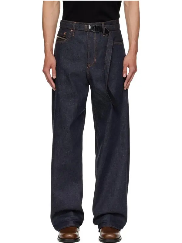 Sacai Drawstring Jeans - Navy Blue