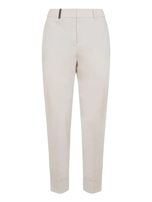 Peserico Tapered Trousers With Cuffed Hem - White