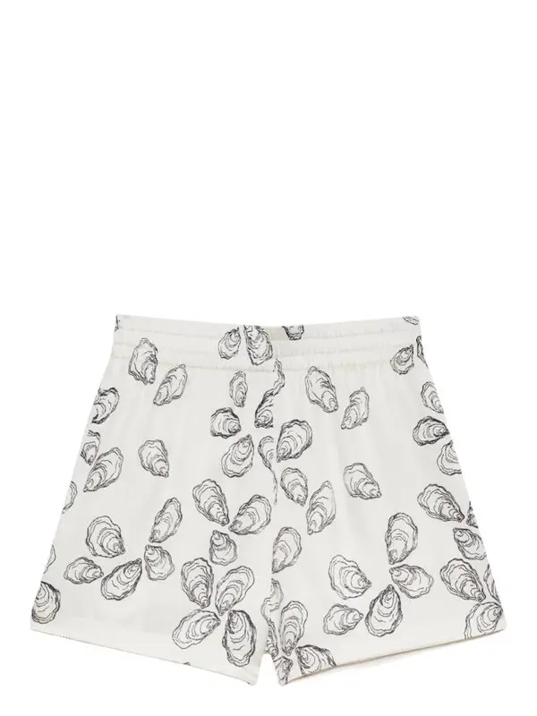 ANINE BING Graphic Print Elastic Waist Shorts - White