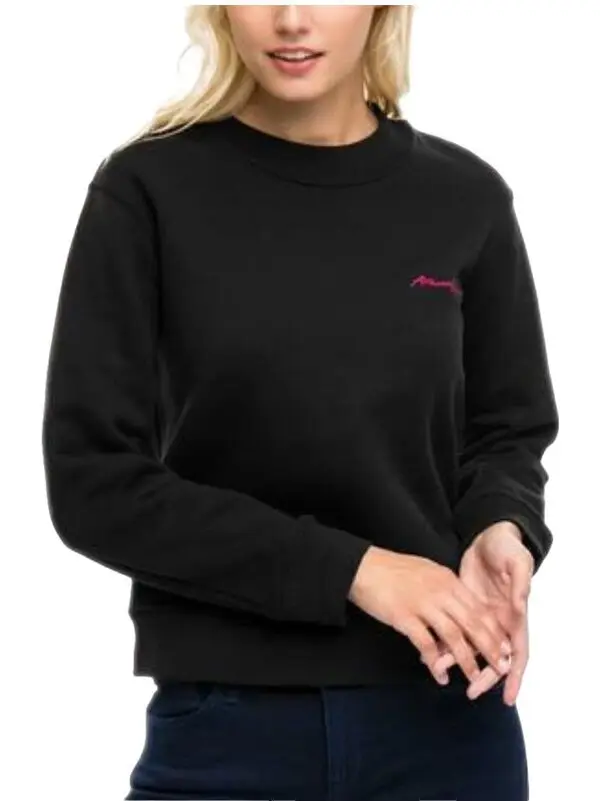 Emporio Armani Round Neck Long Sleeve Sweater With Logo Detail - Black